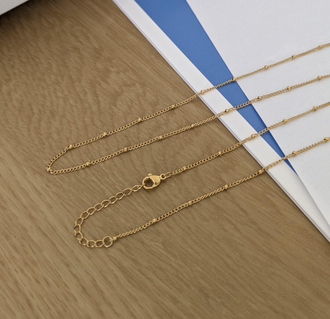 1MM Gold Color Bead Stainless Steel Cable Necklace Chain Findings - Etsy UK