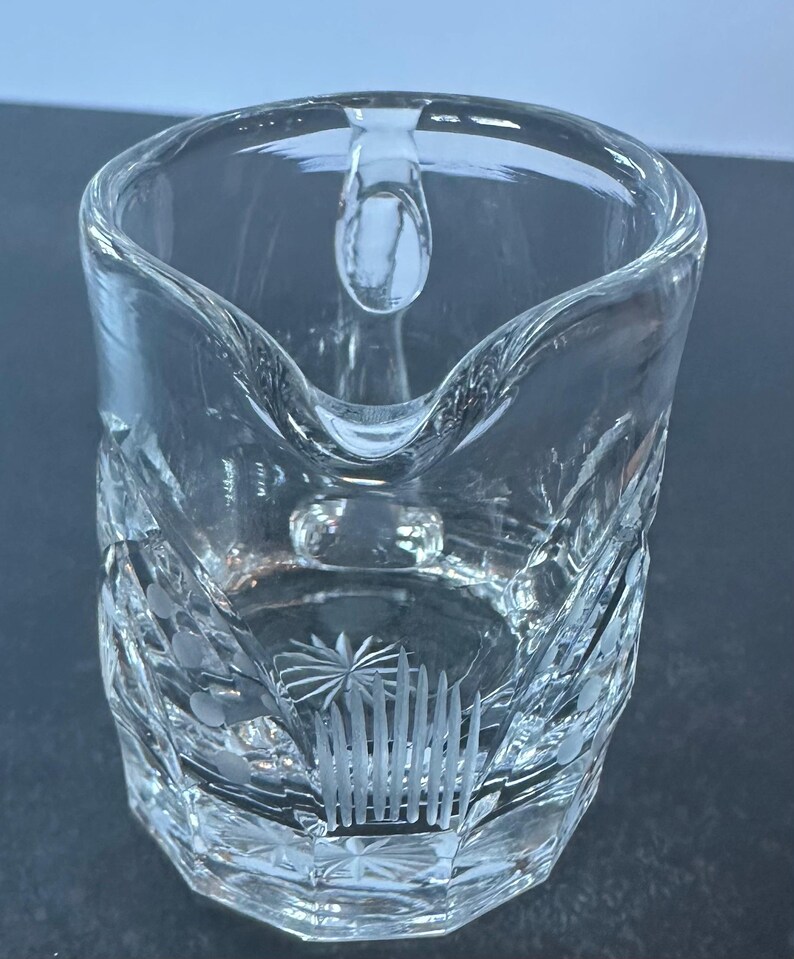Vintage Miniature Creamer Pitcher, Lead Crystal, Cut Etched Glass With ...