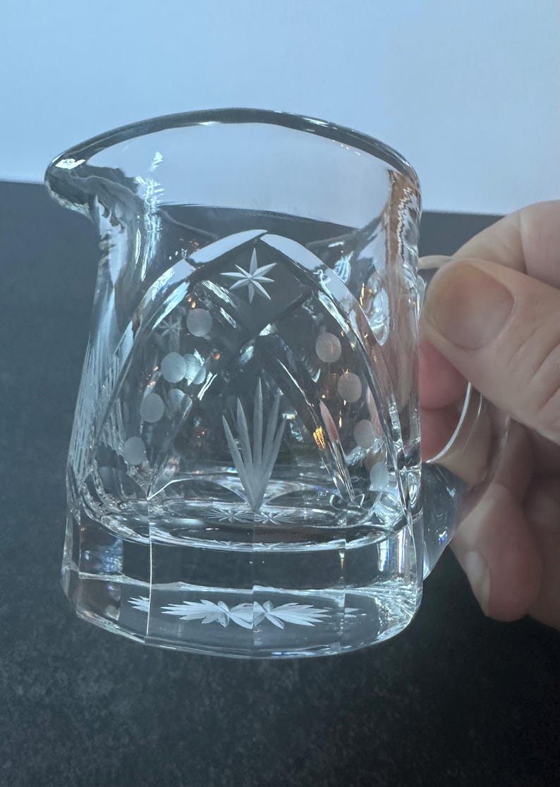 Vintage Miniature Creamer Pitcher, Lead Crystal, Cut Etched Glass With ...