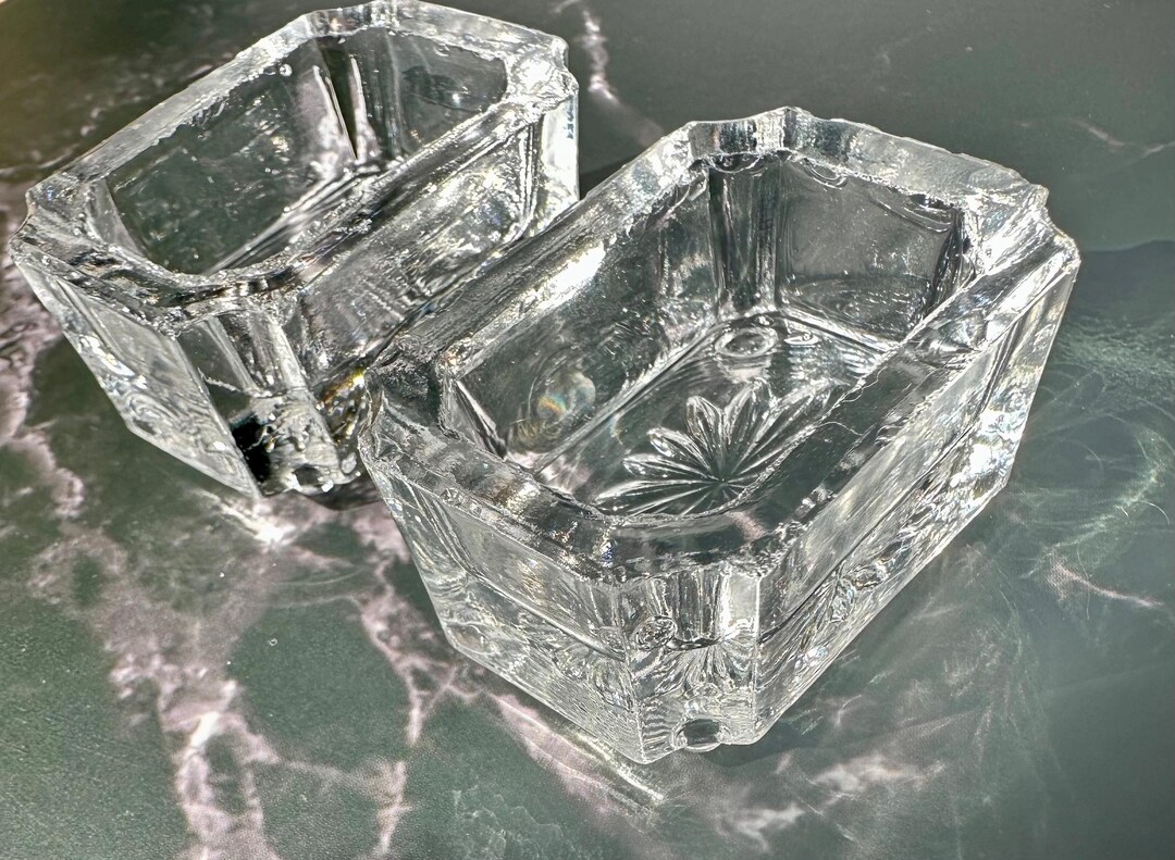 Open Clear Glass Salt Cellars, Set of 2, Used as Individual Salt ...