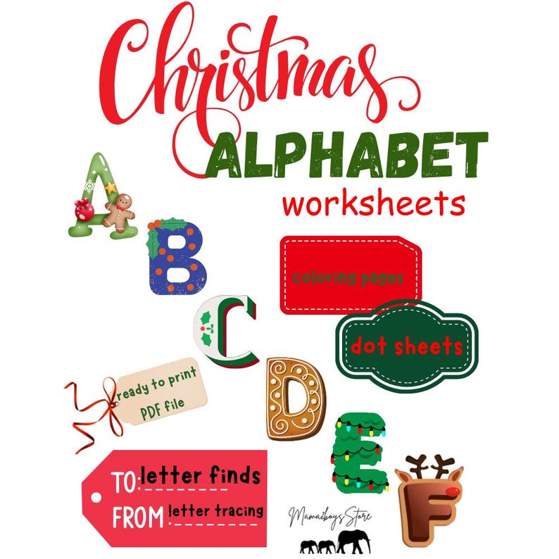 Christmas Alphabet Worksheets Printable Holiday Alphabet Holiday ...