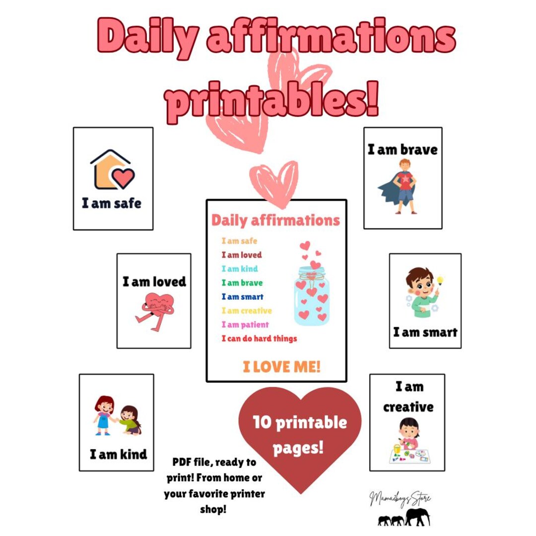 Positive Affirmation Posters for Kids Motivational Wall Art Encouraging ...