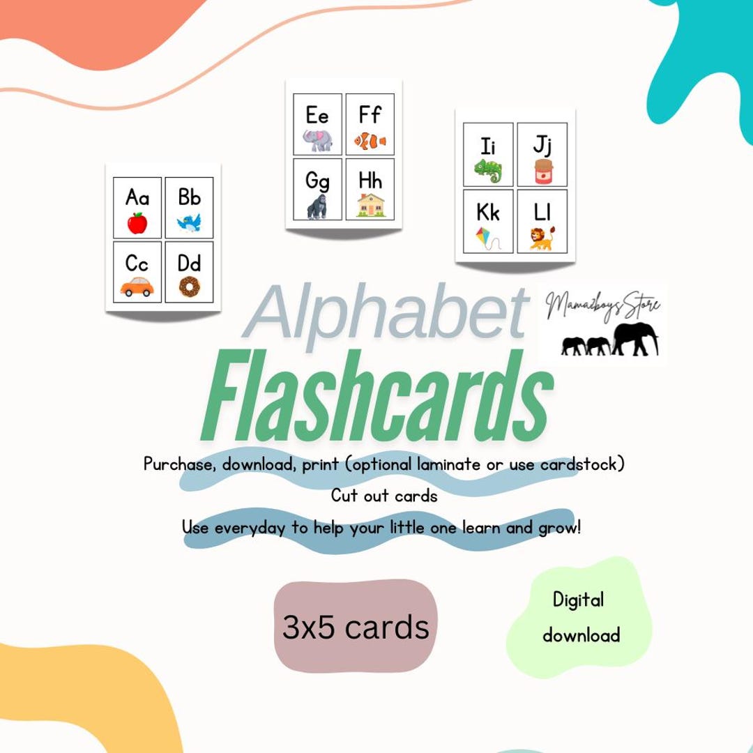 Printable 3x5 Alphabet Flashcards | Digital Download for Kids ...