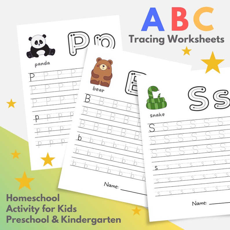 Alphabet Tracing Worksheets | Handwriting Practice for Kids| Preschool ...