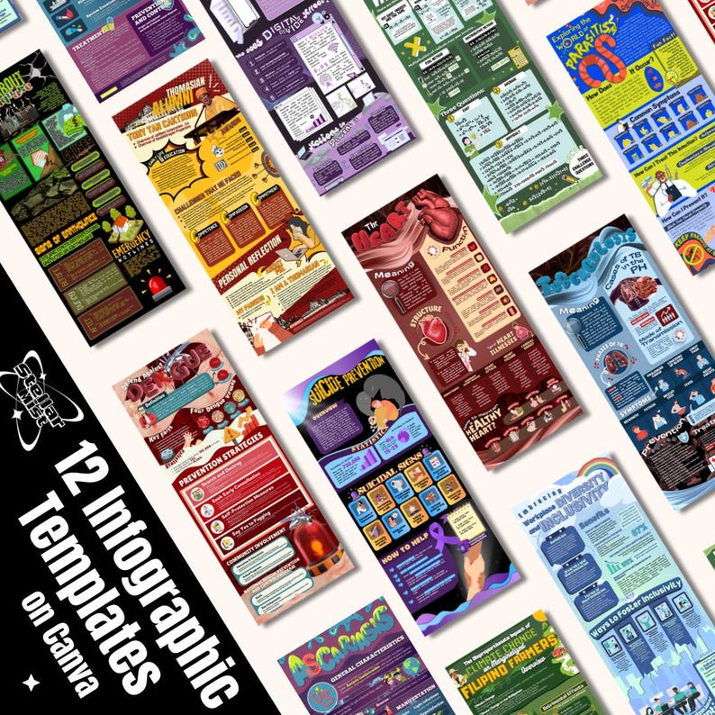Infographic Bundle 12 Editable Templates | Canva | Creative | Education ...