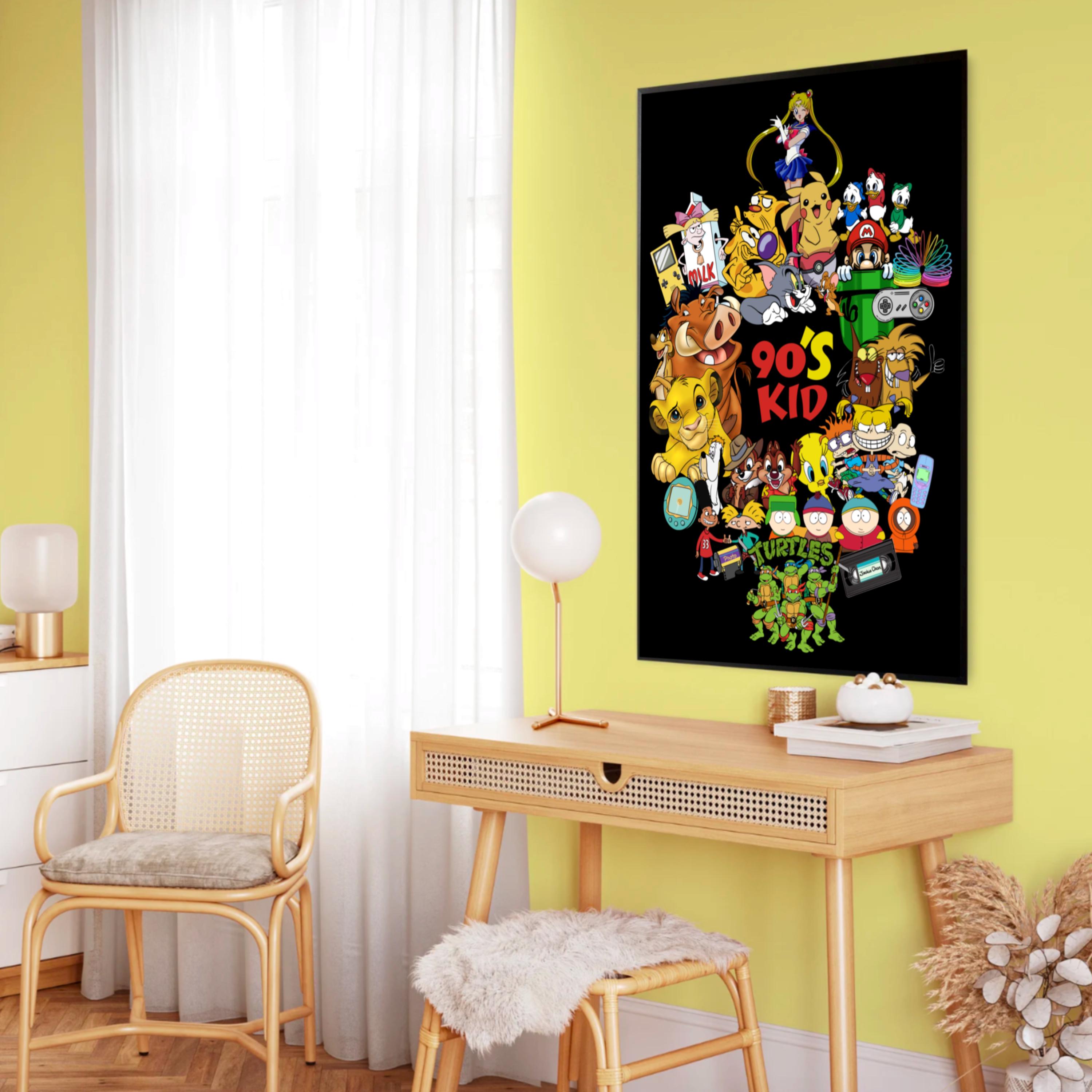 90's Kid Poster, Cartoon Characters, Wall Art, Nostalgic Art, Retro ...