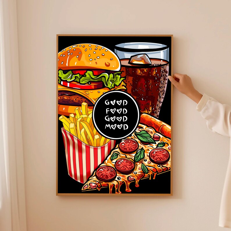 Fast Food Poster, Junk Food, Printable Food Wall Art Print, Food ...