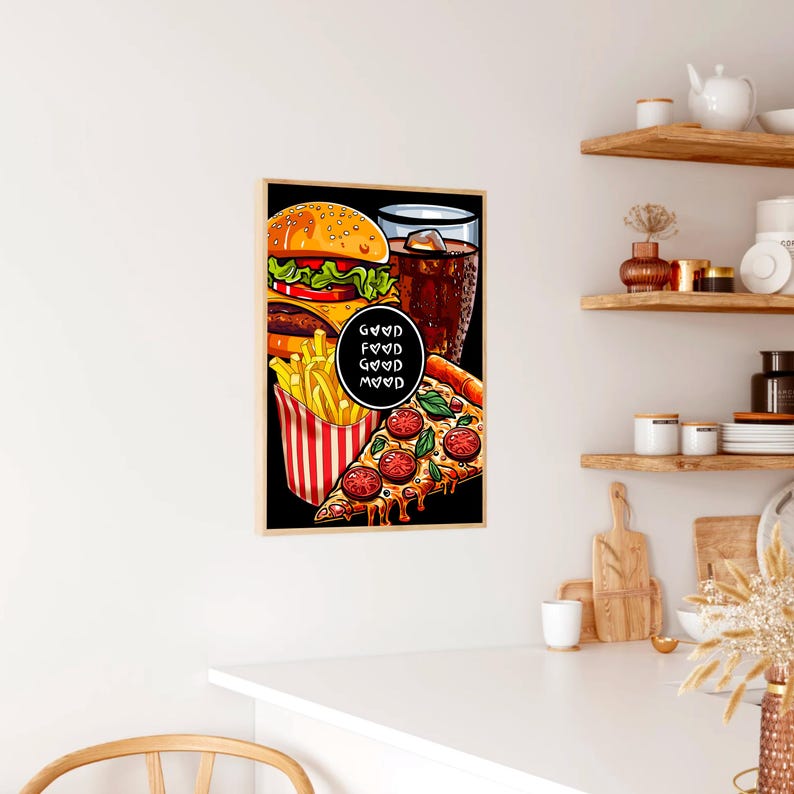 Fast Food Poster, Junk Food, Printable Food Wall Art Print, Food ...