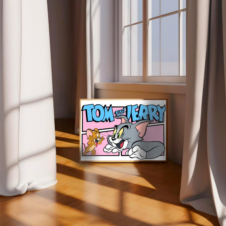 Tom and Jerry Poster, Tom&jerry, Cartoon Wall Decor, Tom and Jerry Art ...
