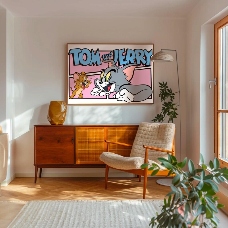 Tom and Jerry Poster, Tom&jerry, Cartoon Wall Decor, Tom and Jerry Art ...