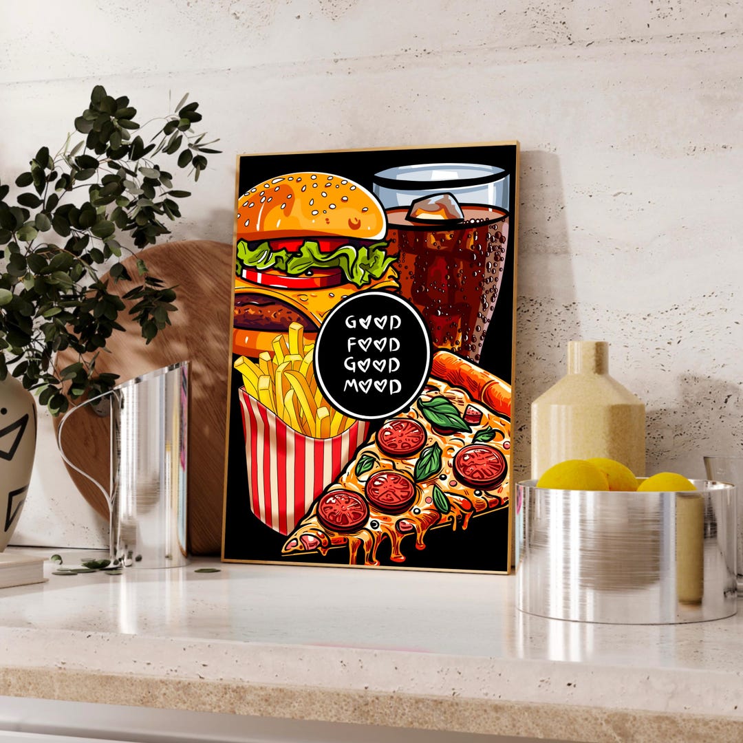 Fast Food Poster, Junk Food, Printable Food Wall Art Print, Food ...