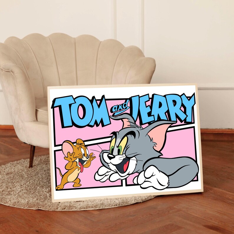 Tom and Jerry Poster, Tom&jerry, Cartoon Wall Decor, Tom and Jerry Art ...