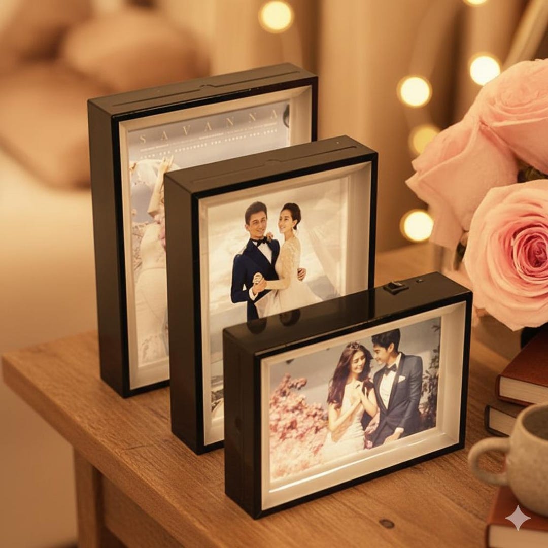 LED Acrylic Photo Frame, Rechargeable Backlit Display, Anniversary Gift ...