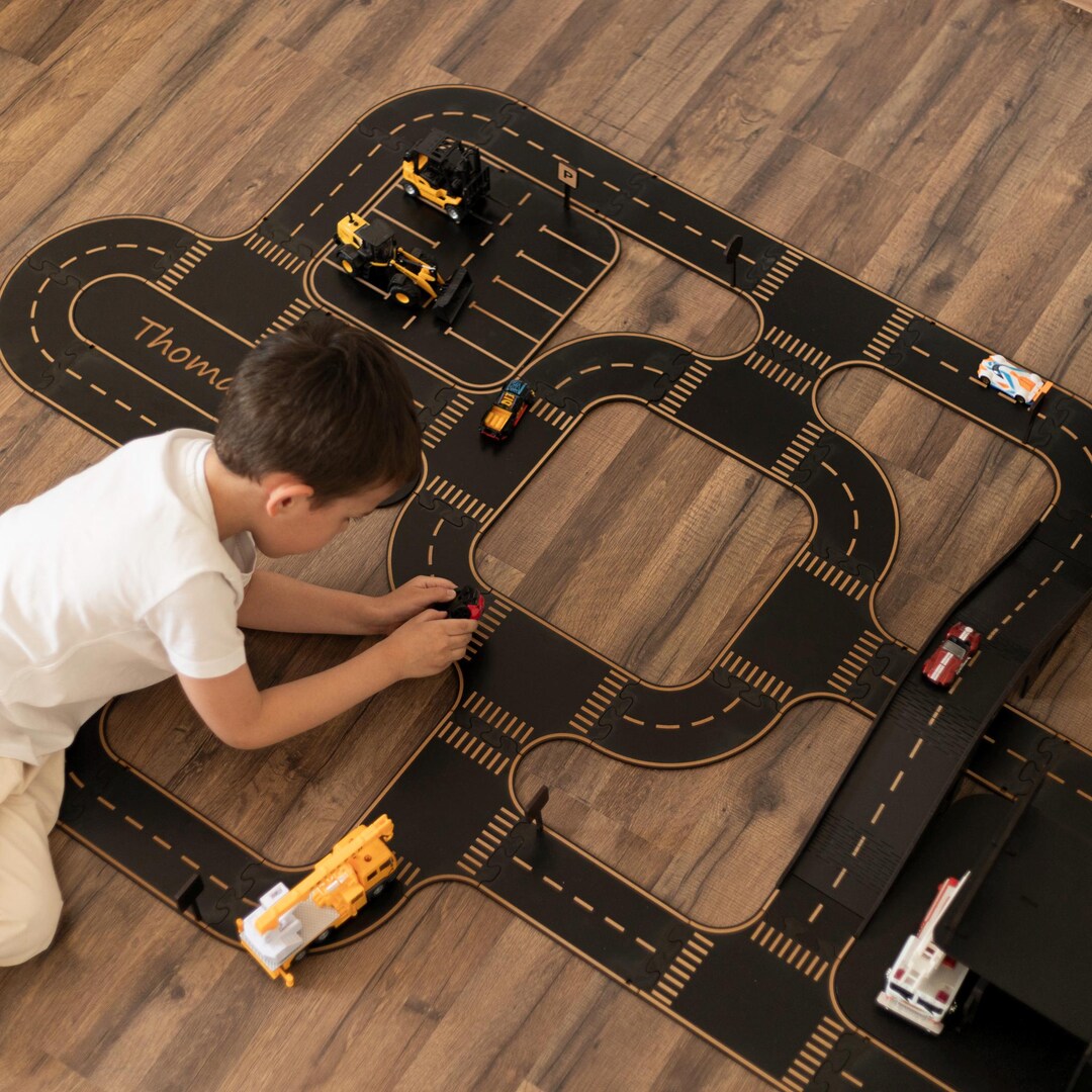 Personalized Wooden Car Road Puzzle: Eco-friendly Montessori Toy - Etsy