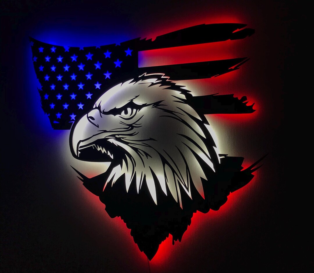 LED American Eagle Flag: Metal Patriotic Wall Art - Etsy