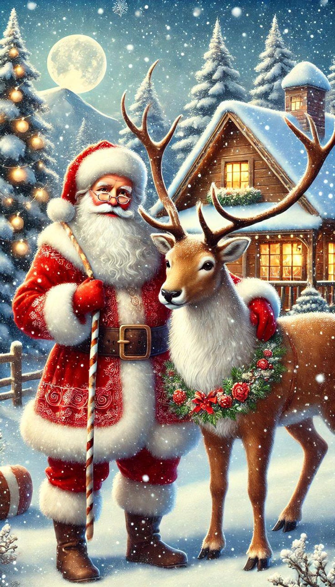 Póster de País de las Maravillas Invernal: Papá Noel y renos ...