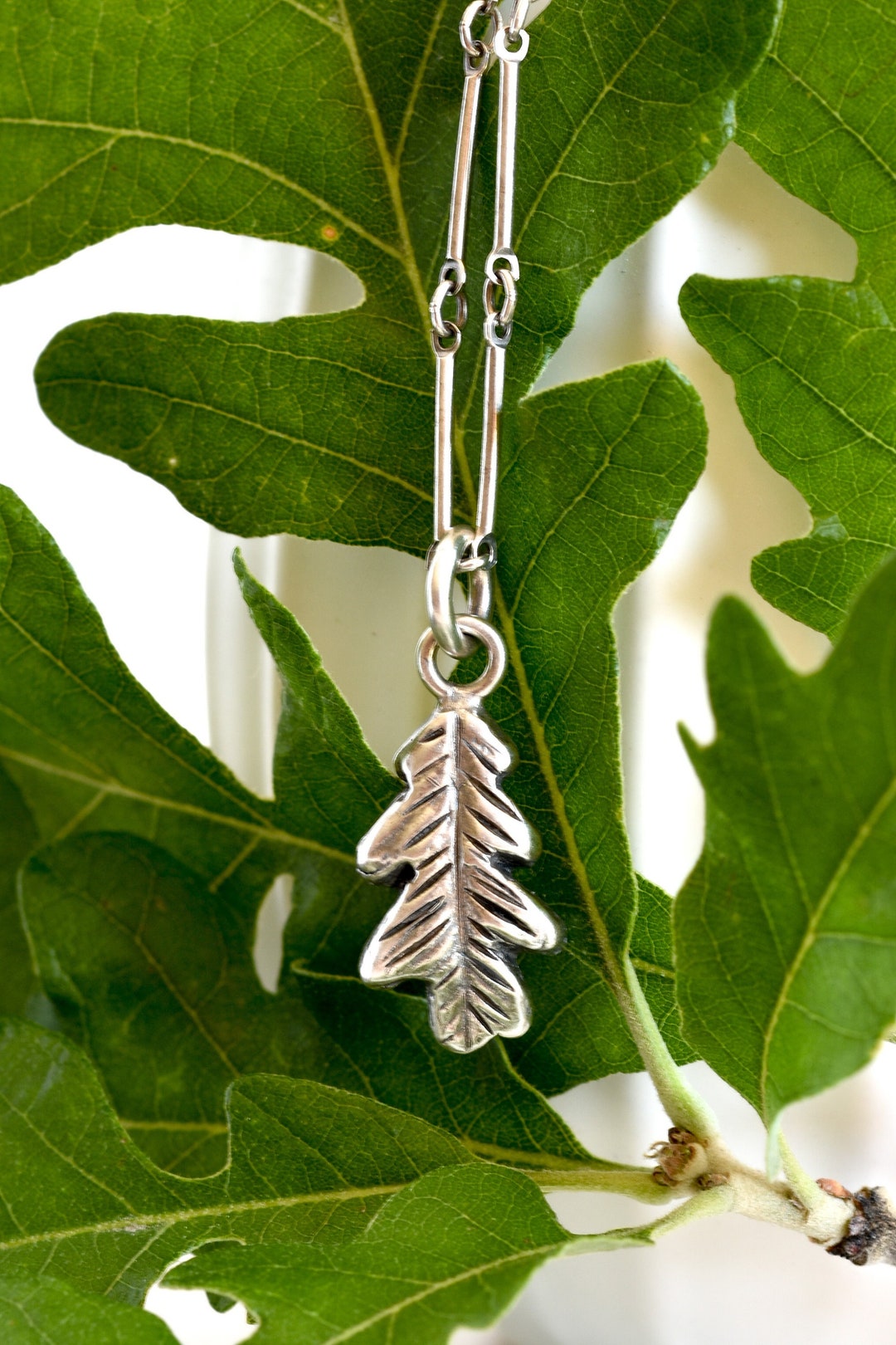 Silver Oak Leaf Pendant, Silver Leaf Necklace, Oak Leaf Charm Made in ...