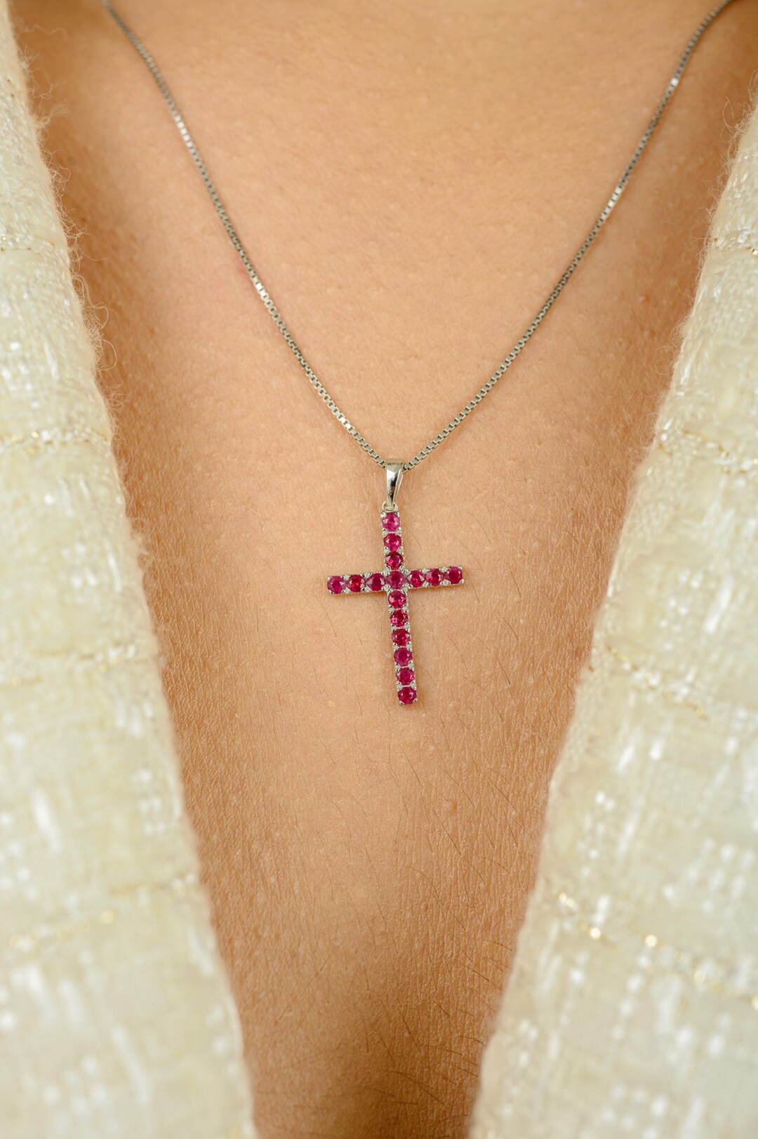 Buy 18K Gold Ruby Gold Cross Pendant Baptism Cross Gift Holiday Gifts ...