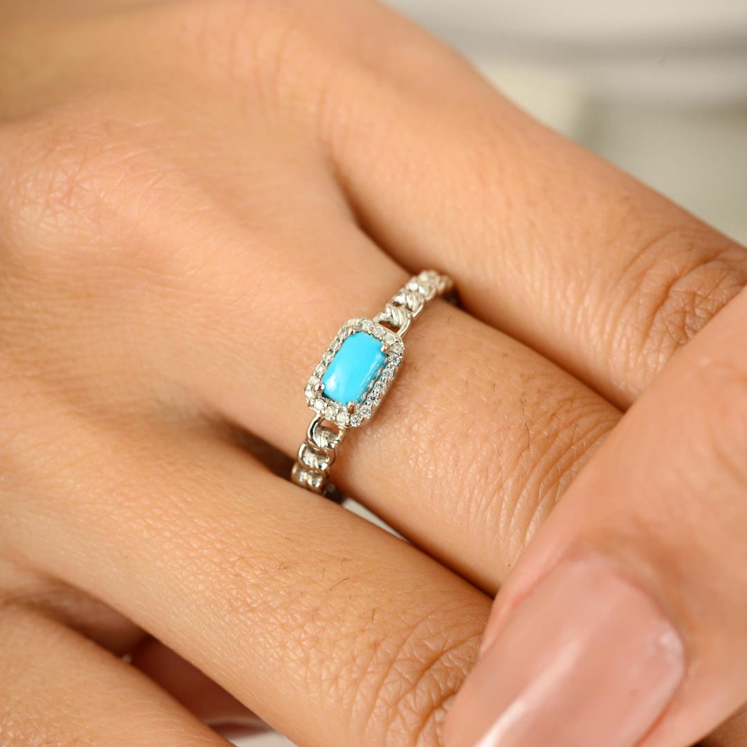 Antique Turquoise Statement Ring- Baguette Cut December Birthstone ...