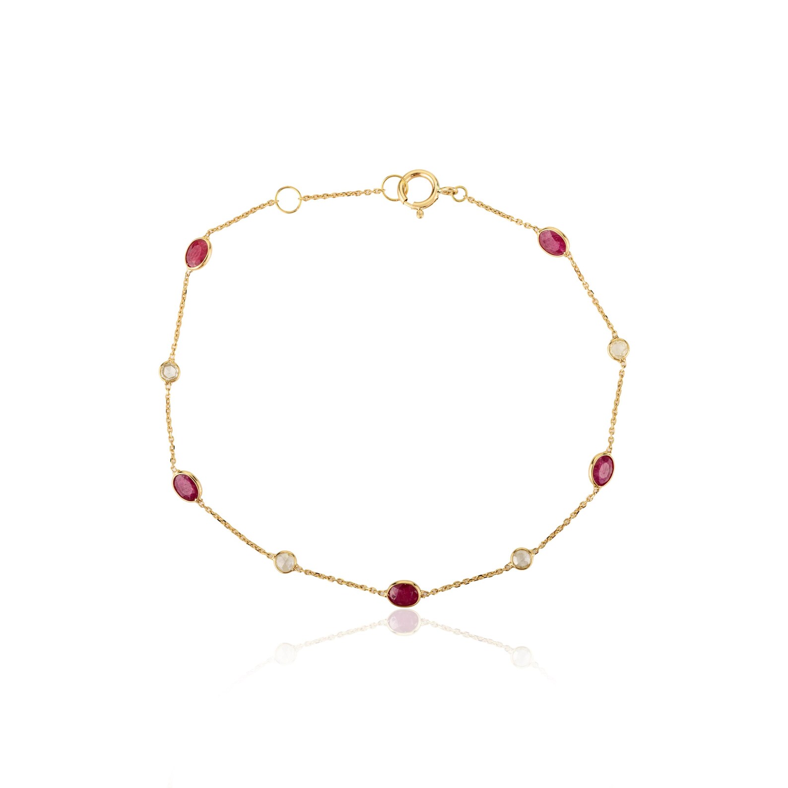 18K Gold Ruby & Diamond Bracelet: Minimalist Valentine's Jewelry - Etsy