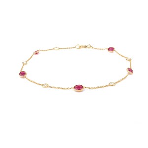 18K Gold Ruby & Diamond Bracelet: Minimalist Valentine's Jewelry - Etsy