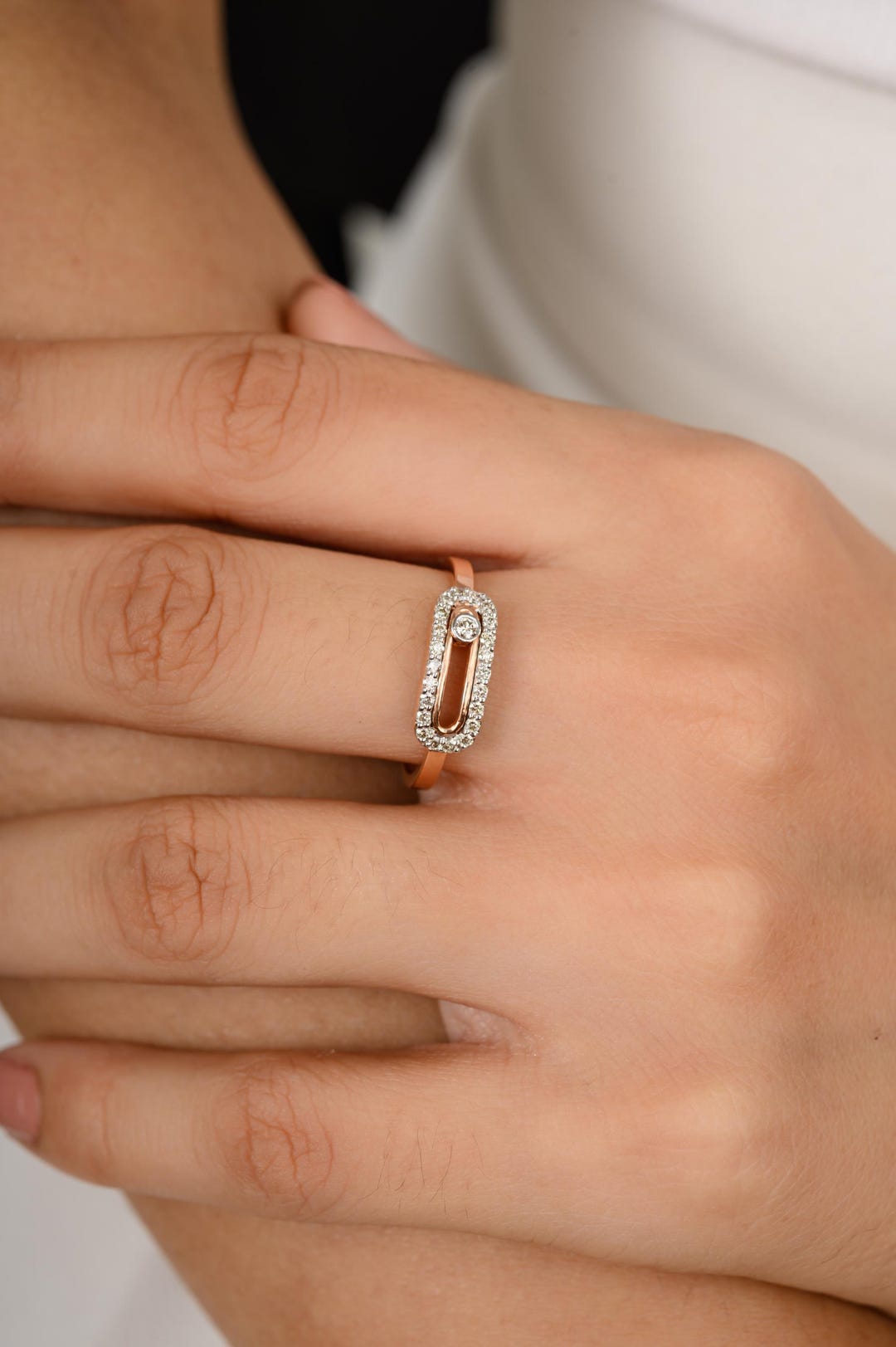 Messika Move Diamond Uno Ring Pave Diamond 14K Rose Gold Ring ...