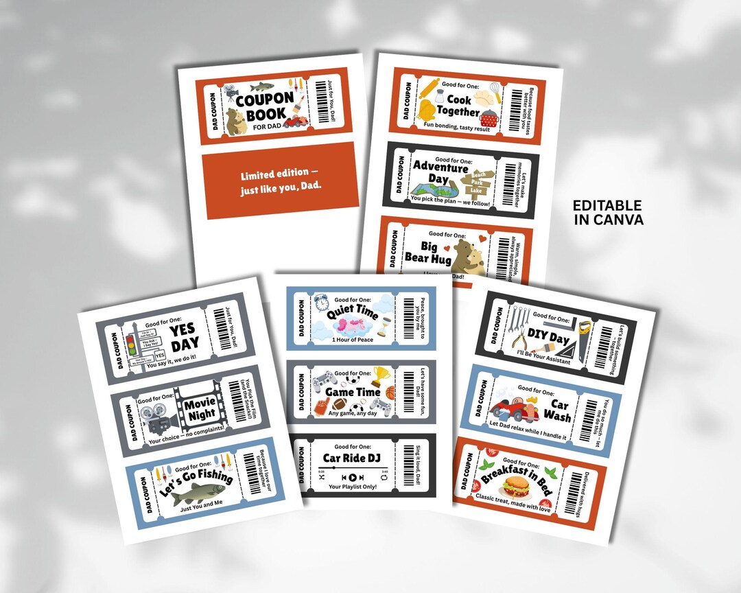 Personalized Coupon Book Gift for Dad, DIY Printable (canva Template ...