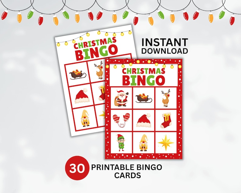 Christmas Bingo Game 3x3 Printable, 30 Funny Winter Bingo Cards for ...