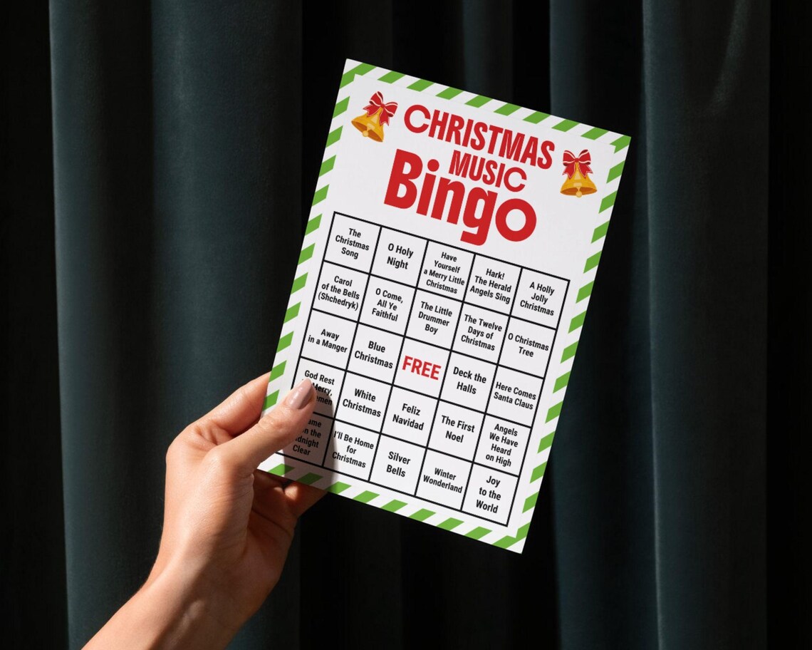 Christmas Songs Bingo 5x5 - Printable Party Game, Holiday Activities ...