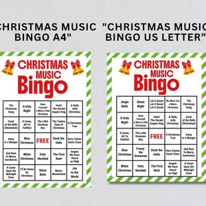 Christmas Songs Bingo 5x5 - Printable Party Game, Holiday Activities ...