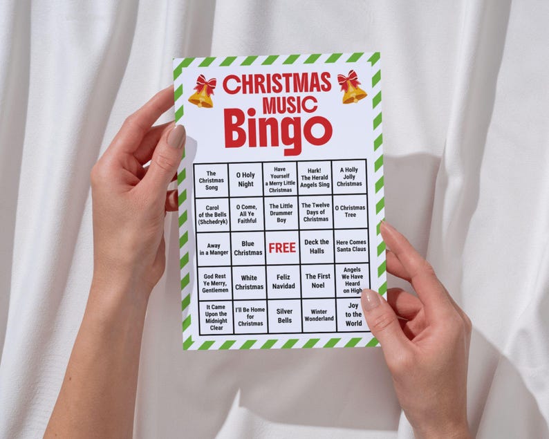 Christmas Songs Bingo 5x5 - Printable Party Game, Holiday Activities ...