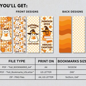 Cozy Fall Printable Bookmarks Bundle, Halloween Digital Bookmarks 2x6 ...