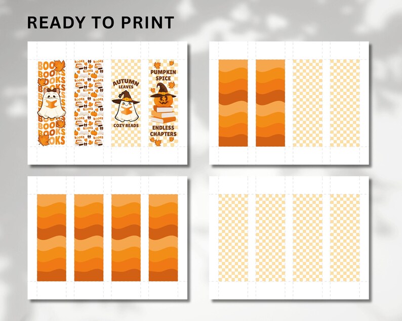Cozy Fall Printable Bookmarks Bundle, Halloween Digital Bookmarks 2x6 ...