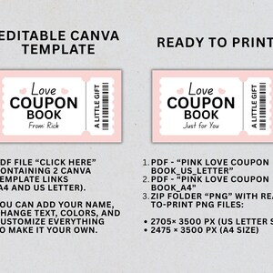 Personalized Love Coupon Book, Pink Romantic Gift for Her (printable ...