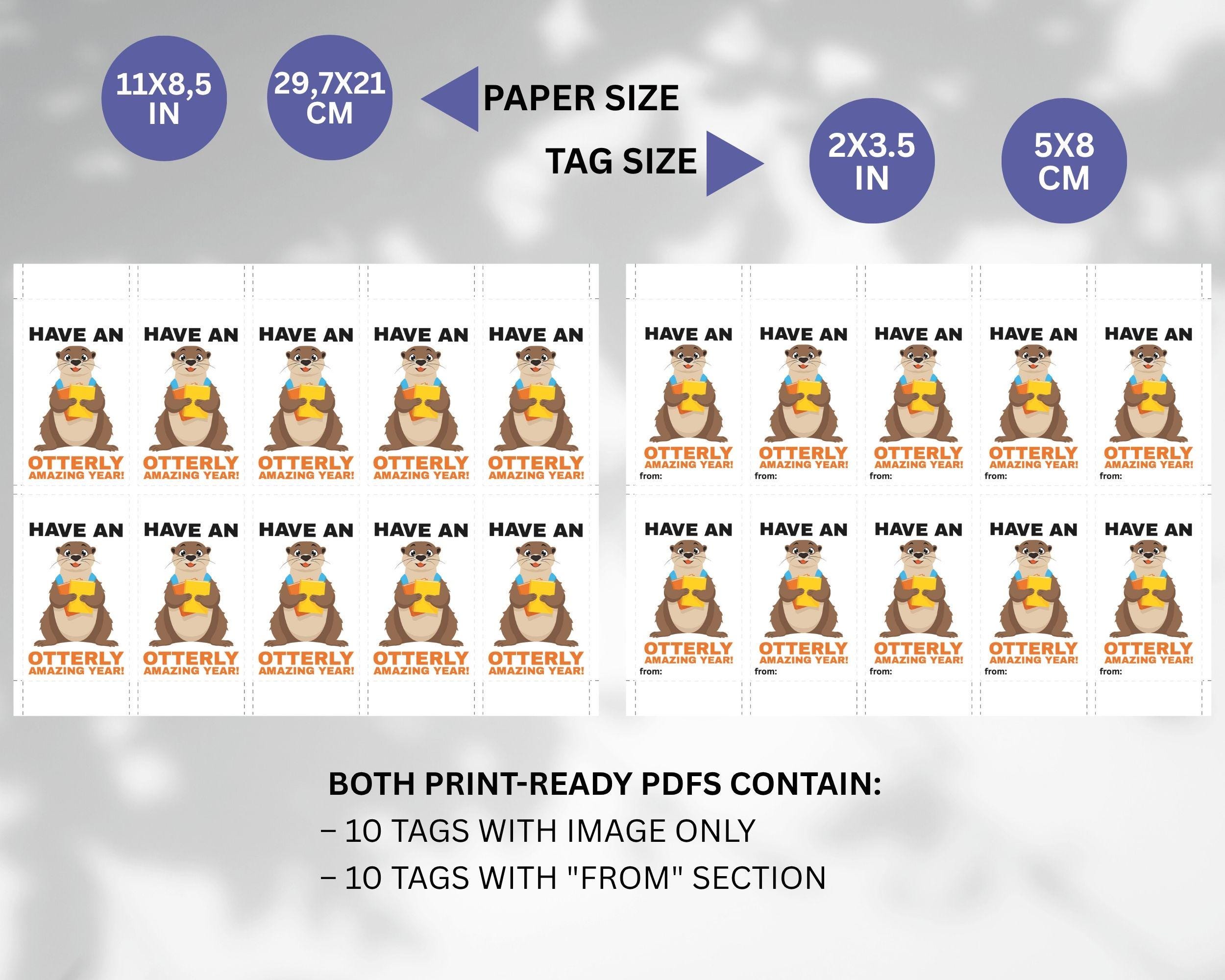 Back to School Printable Tag, Have an Otterly Amazing Year, Funny Otter ...