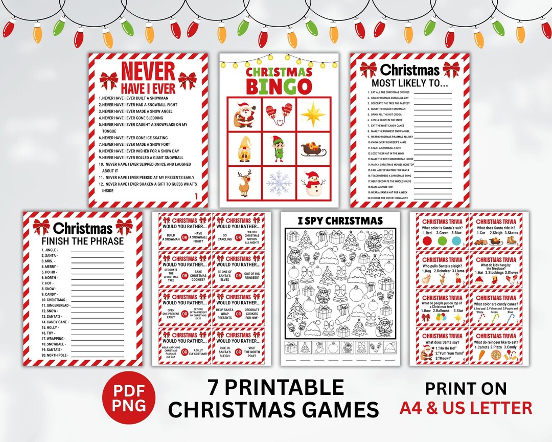 Christmas Games Bundle, Printable Holiday Set for Kids, Classroom Party ...