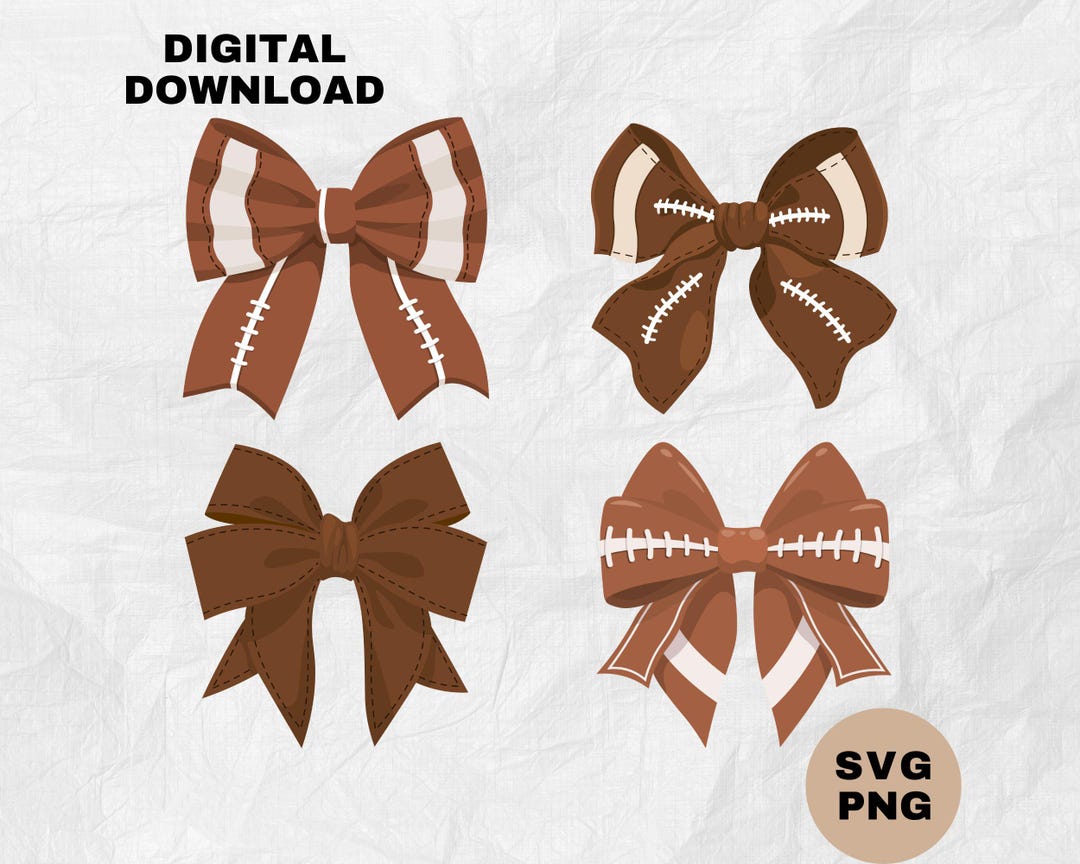 Football Bow Svg, Bow Bundle Png, Football Coquette Clipart, Football ...