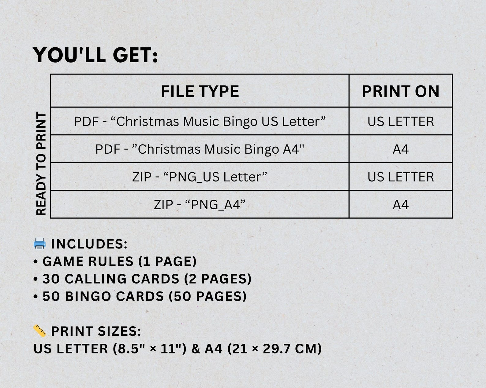 Christmas Songs Bingo 5x5 - Printable Party Game, Holiday Activities ...