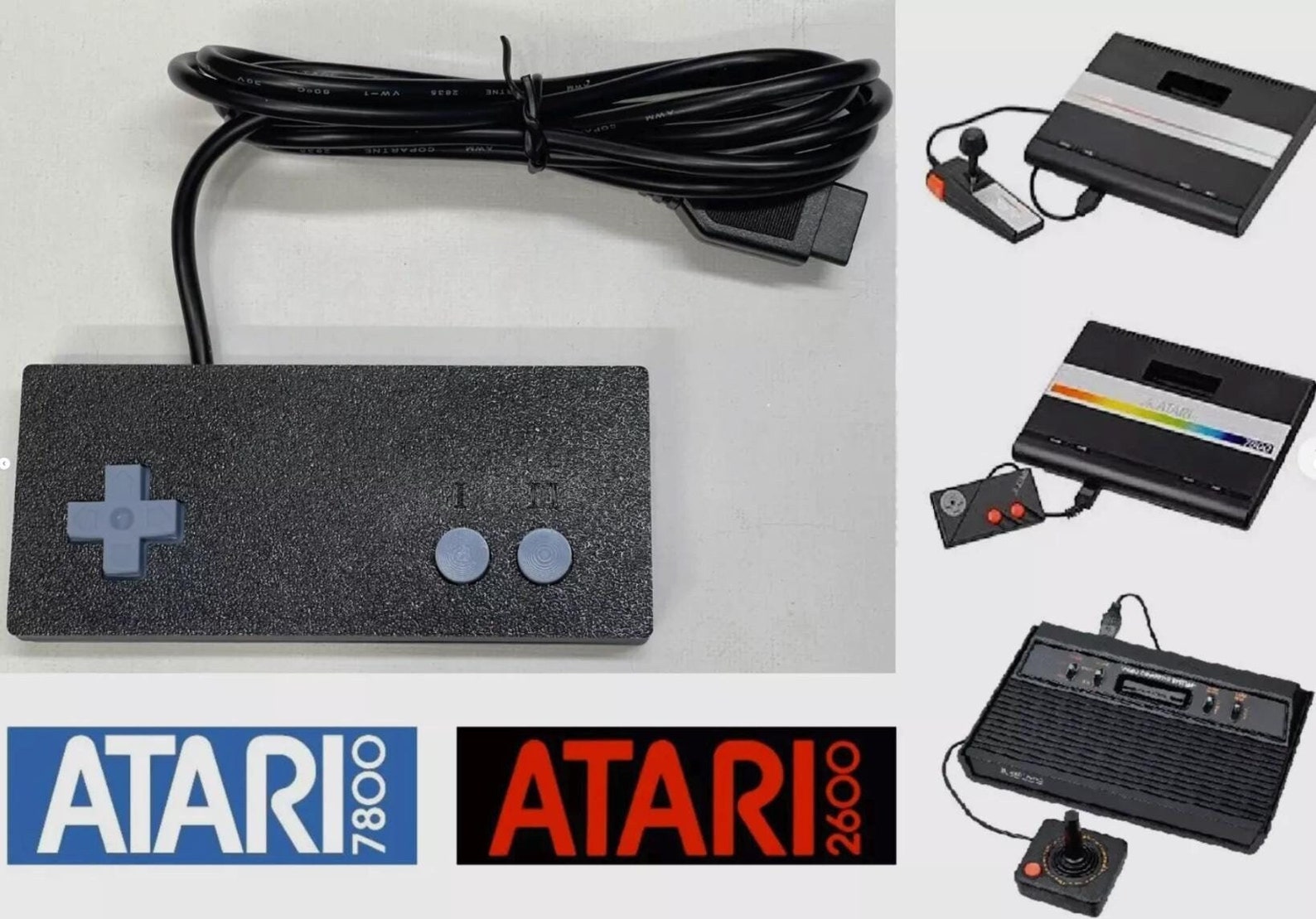 2 Button Gamepad Controller Joystick Works With Atari 2600+ Atari 7800 ...