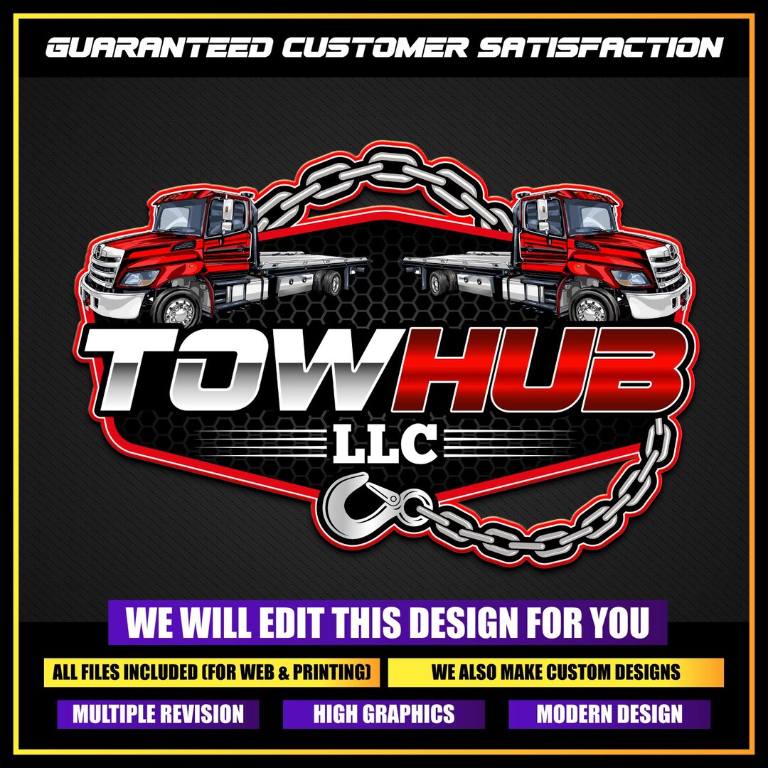Towing Truck Logo, Roadside Assistance Logo, Towing Chain Svg, Tow ...