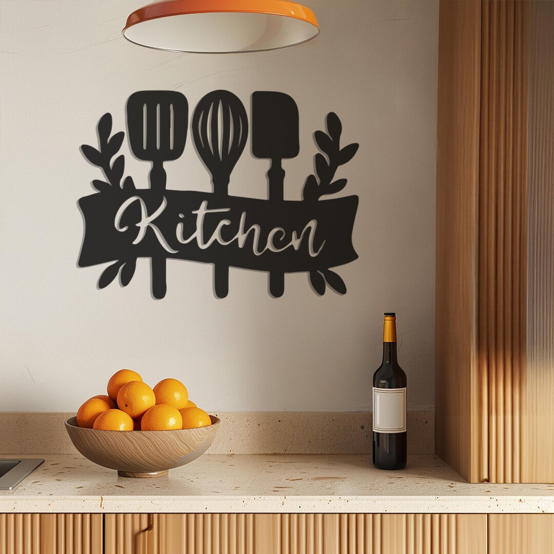 Kitchen Metal Wall Art - Modern Kitchen Sign, Rustic Home Decor ...