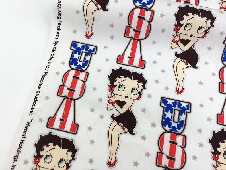 Betty Boop Fabric 100% Cotton Fabric Cartoon Cotton Fabric by the Half ...