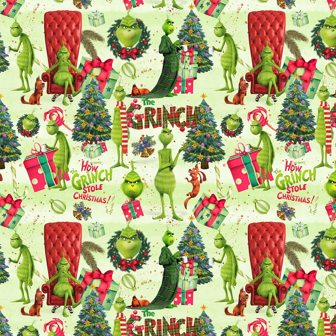 The Grinch Fabric 100% Cotton Fabric Cartoon Cotton Fabric by the Half ...