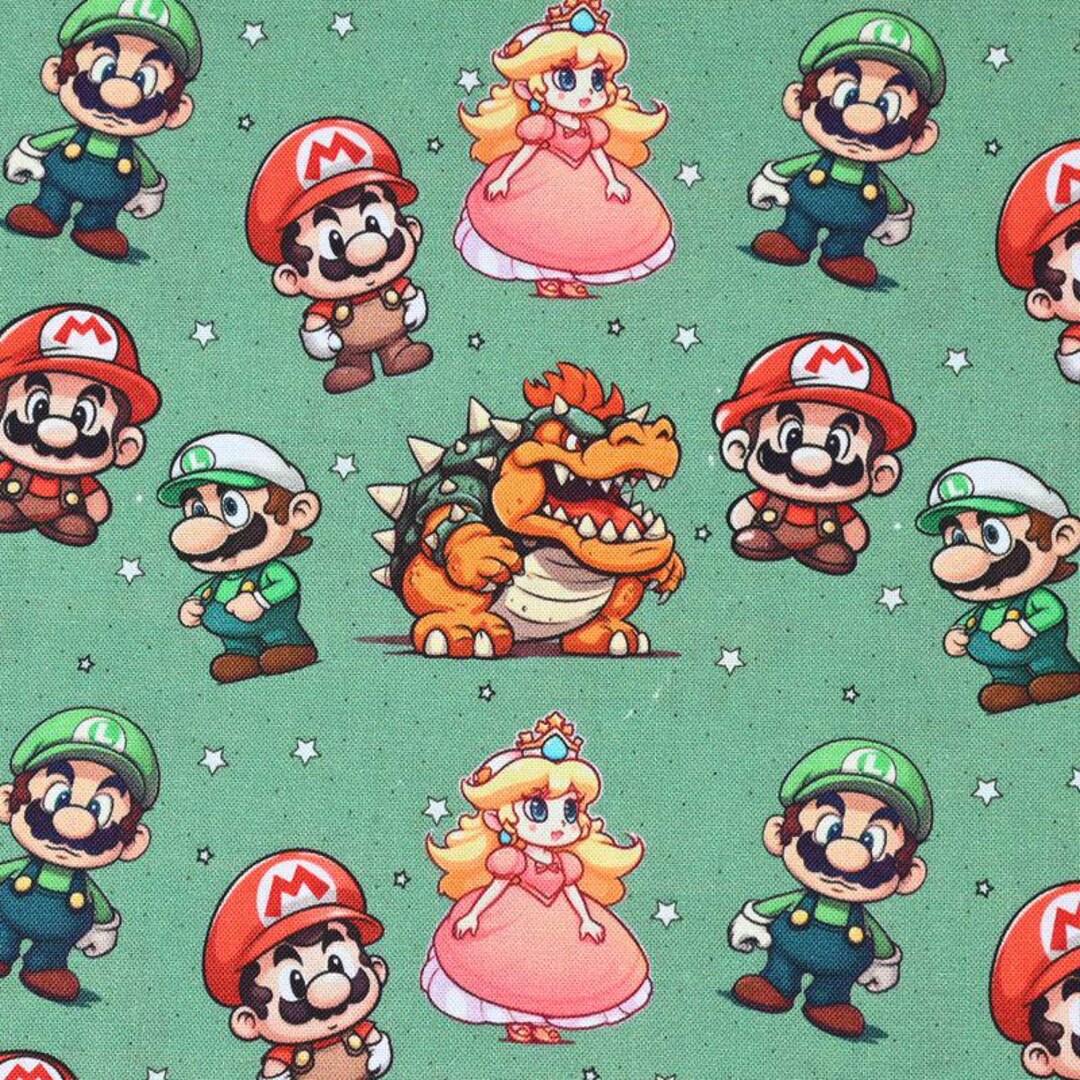 Super Mario Fabric 100% Cotton Fabric Cartoon Cotton Fabric by the Half ...