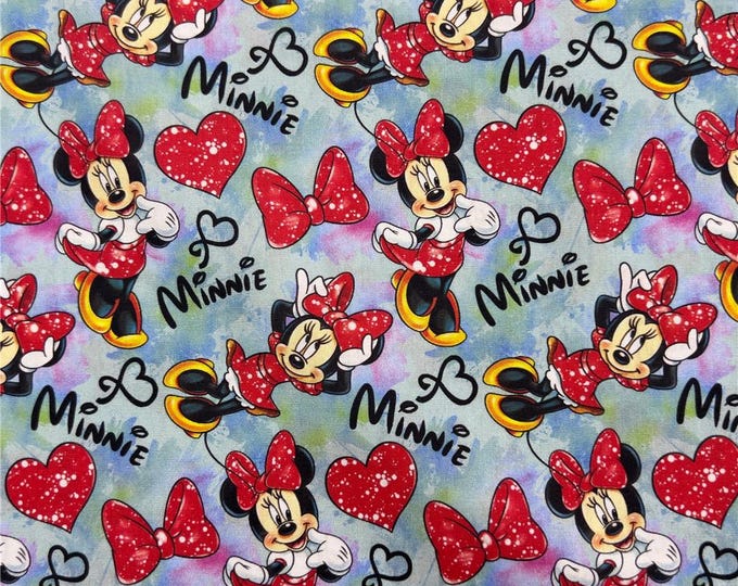 Caroon Disney Fabric Minnie Mouse Fabric Cotton Fabric Printed Plain ...
