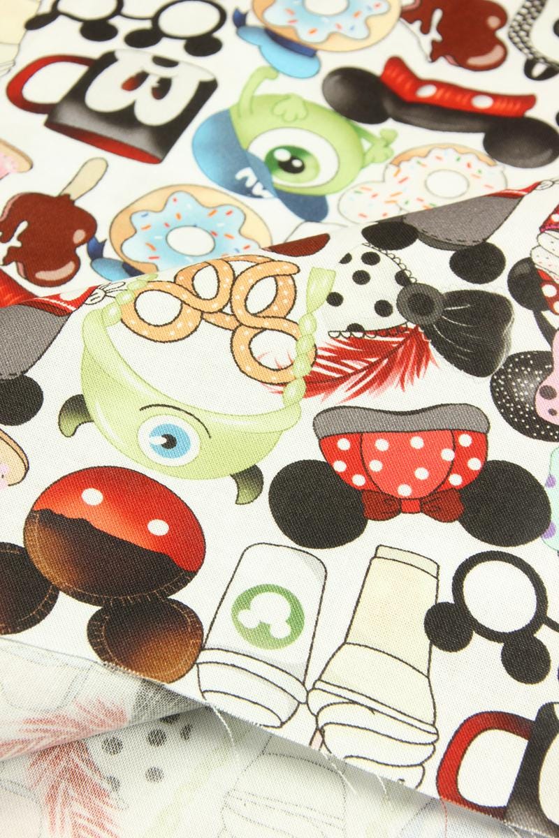 Mickey Ear Fabric Disney Characters Fabric 100% Cotton Fabric Cartoon ...