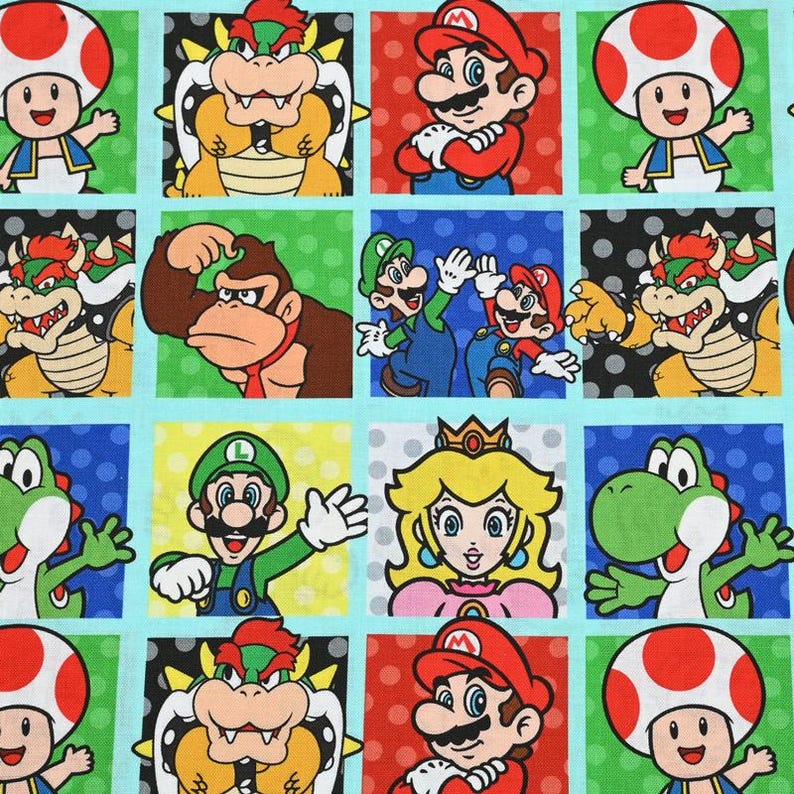 Super Mario Fabric 100% Cotton Fabric Cartoon Cotton Fabric by the Half ...
