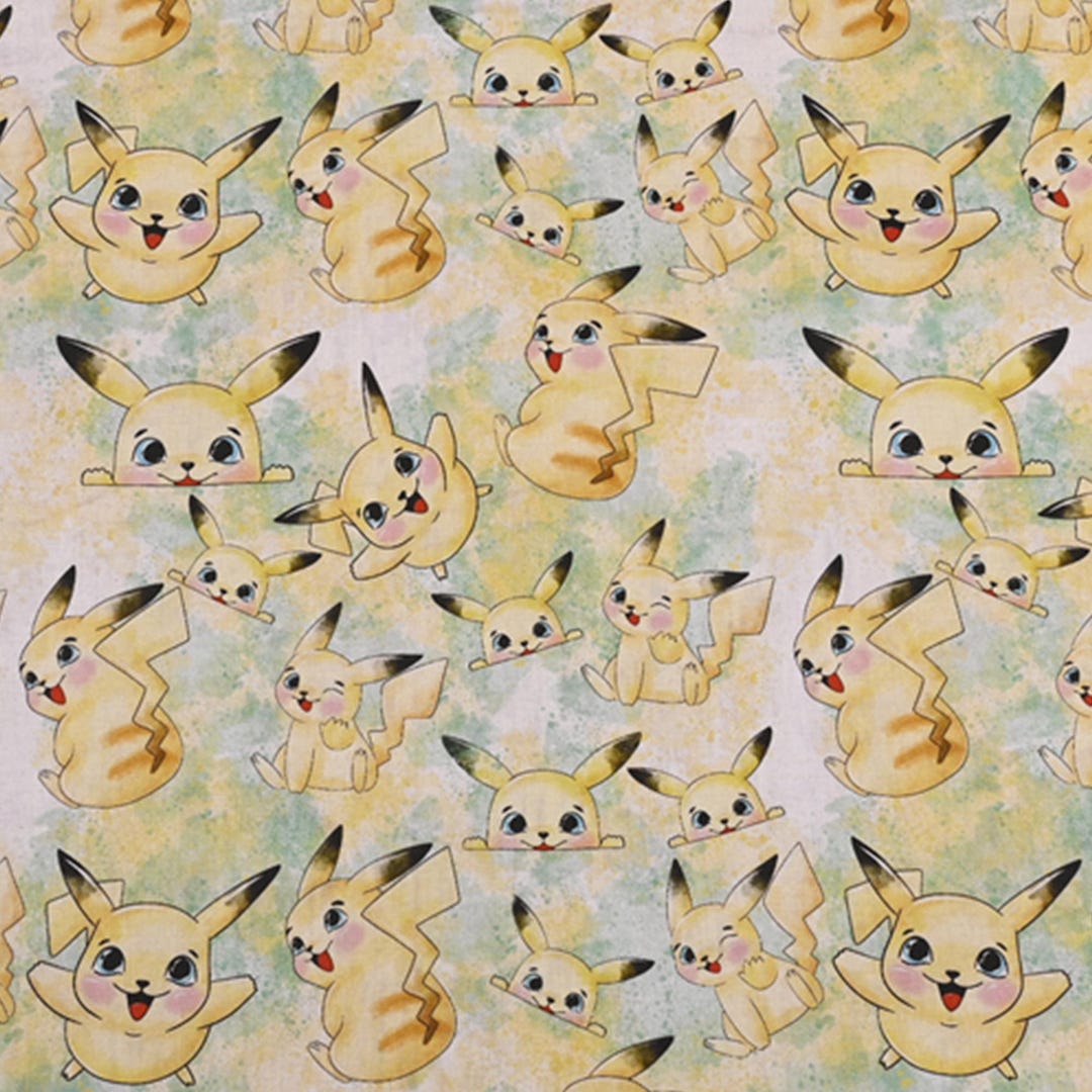 Pikachu Fabric Pokemon Fabric Pocket Monster Fabric 100% Cotton Fabric ...