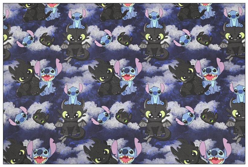 Toothless and Stitch Fabric How to Train Your Dragon Fabric 100% Cotton ...