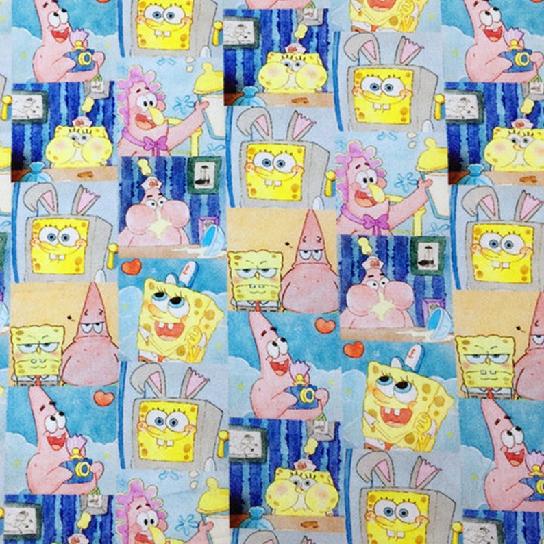 Spongebob Squarepants Fabric Patrick Star Fabric 100% Cotton Fabric ...